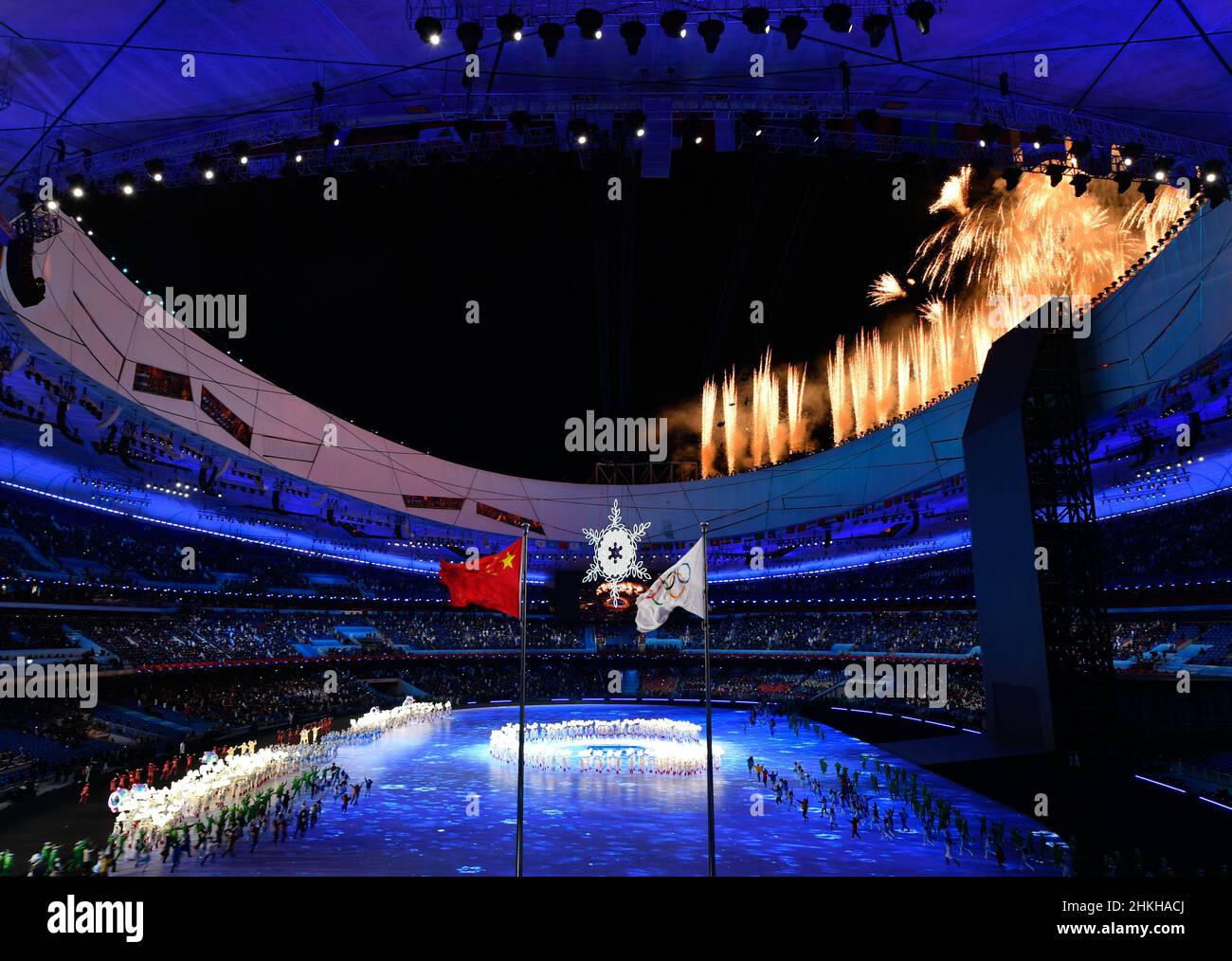 Beijing, China. 4th Feb, 2022. Fireworks illuminate the night sky ...