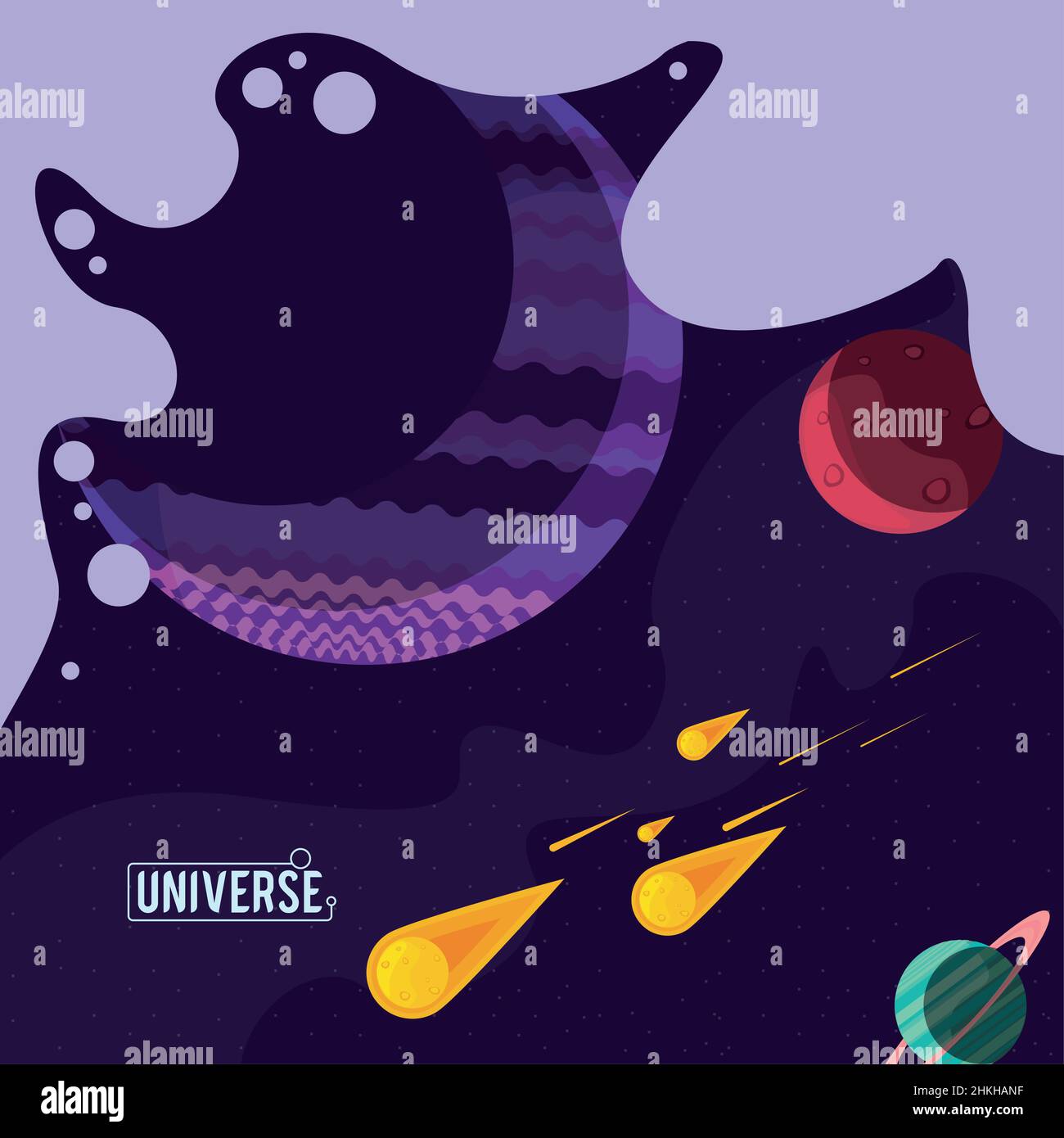 universe lettering with meteorites Stock Vector Image & Art - Alamy