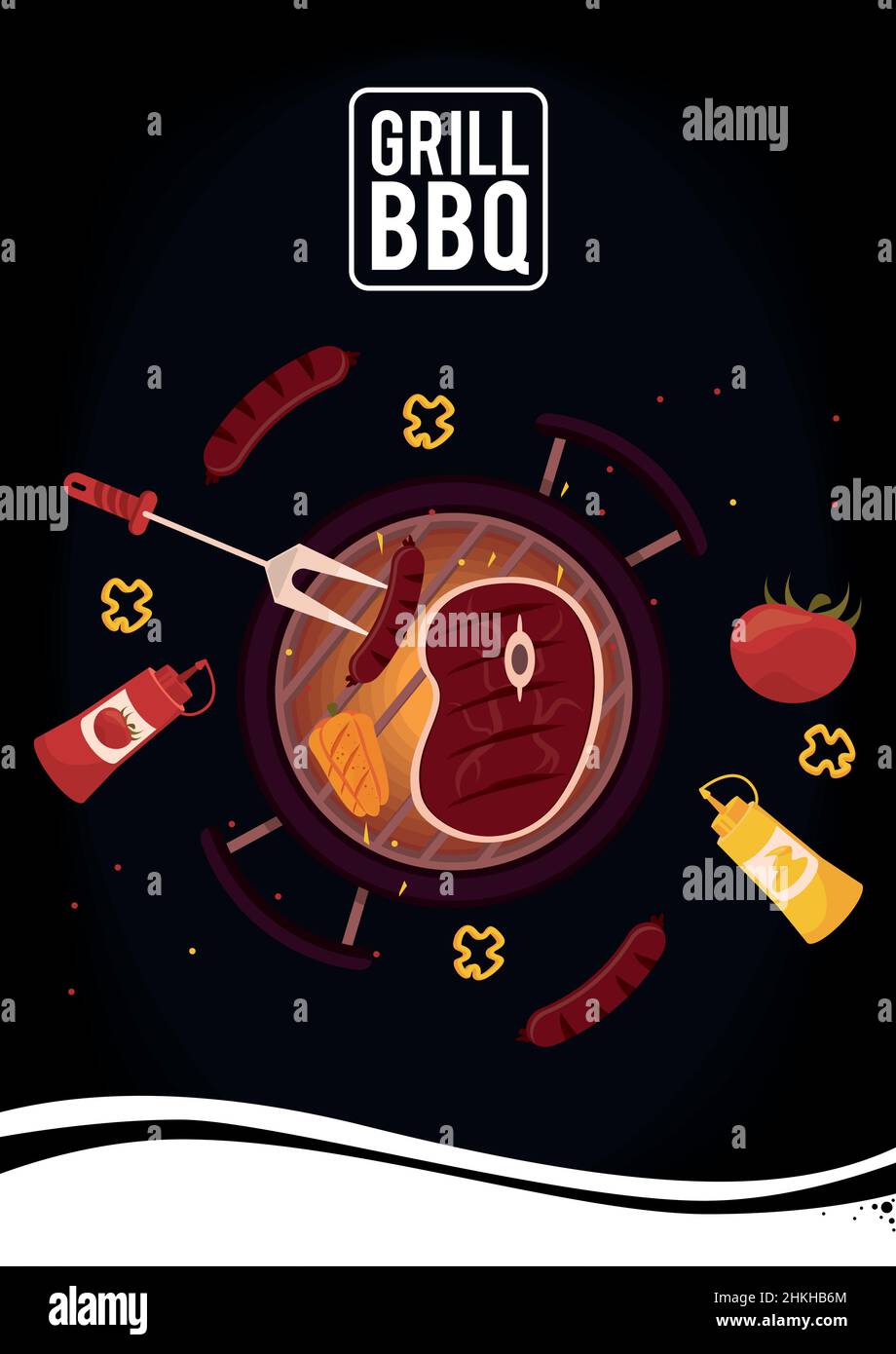 grill bbq lettering with equipment Stock Vector Image & Art - Alamy