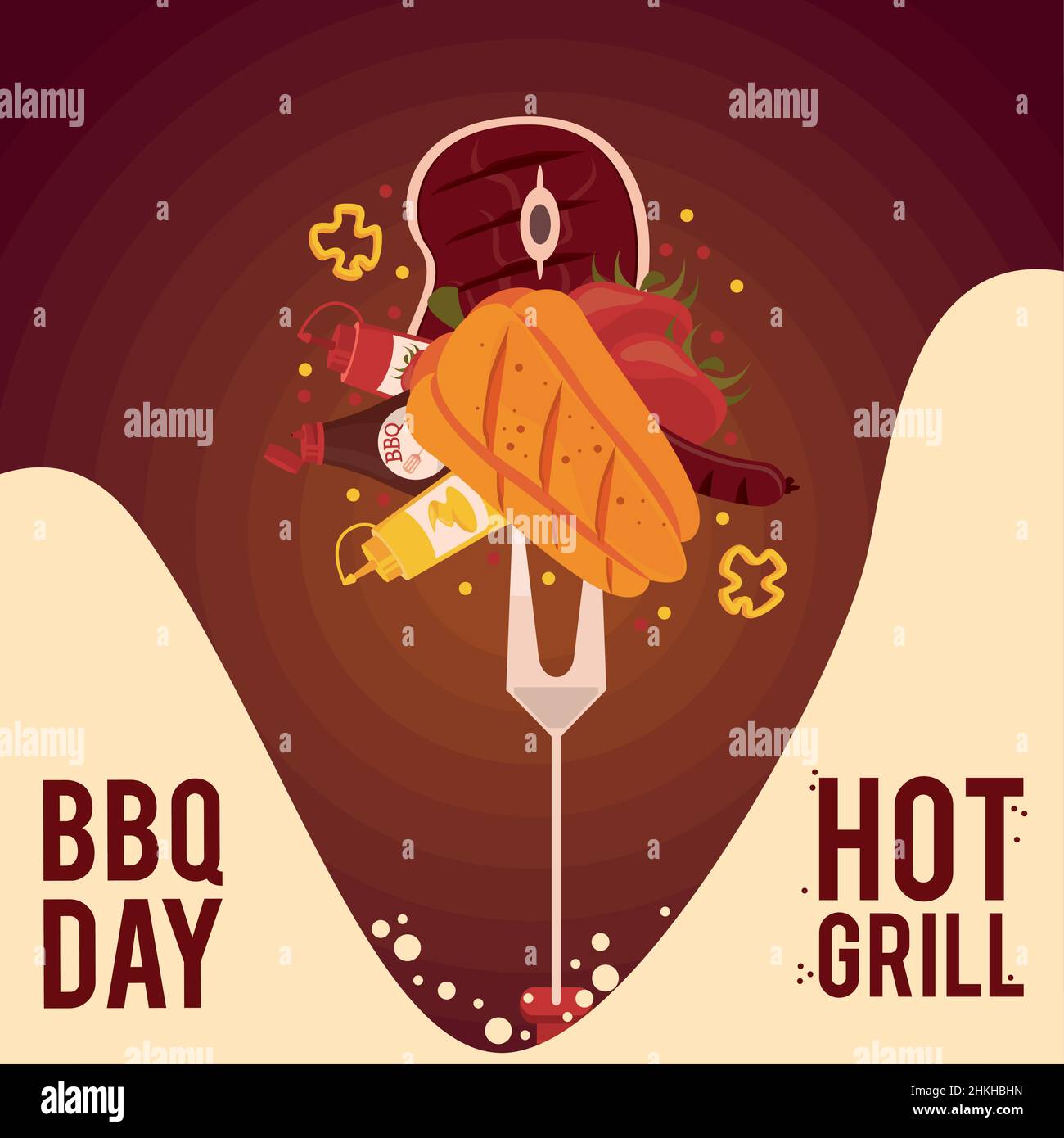 hot grill lettering with fork Stock Vector Image & Art - Alamy