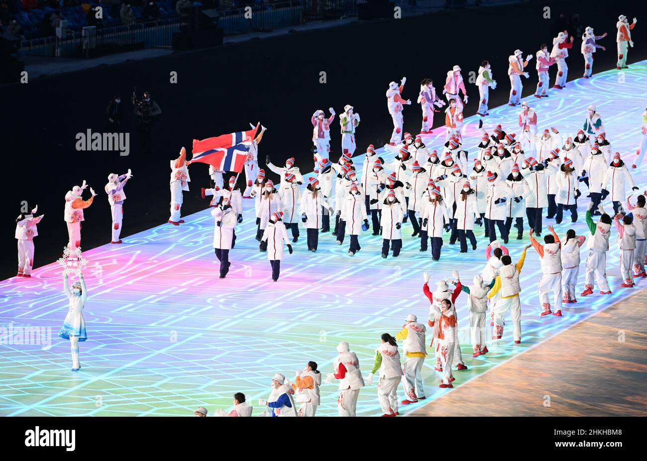 Beijing, China. 4th Feb, 2022. The Olympic delegation of Norway parade ...