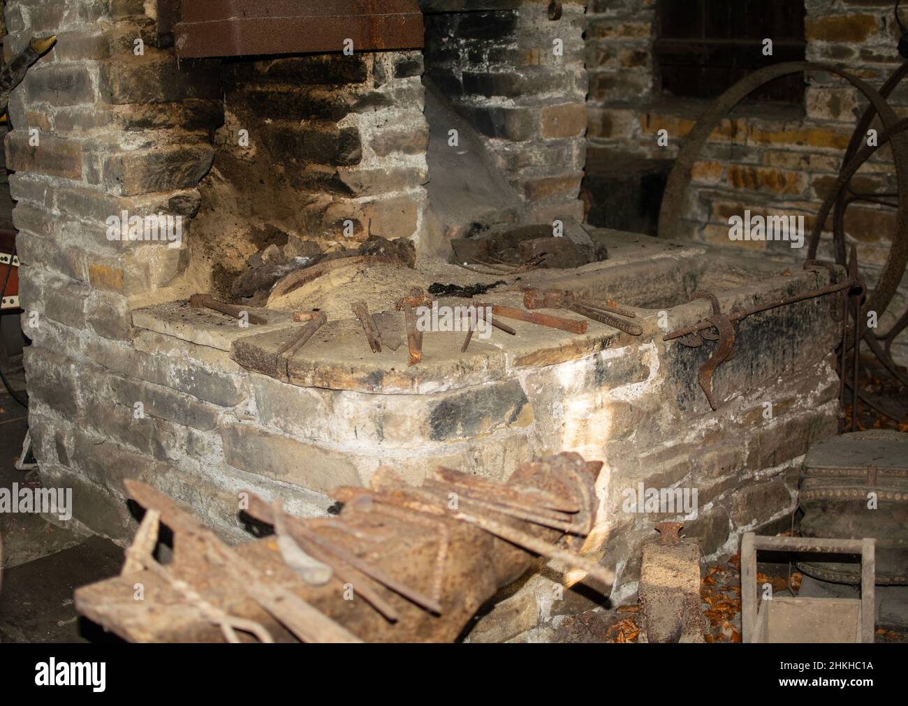 Old antique blacksmith shop,historical blacksmith shop with old tools for blacksmith's work ...