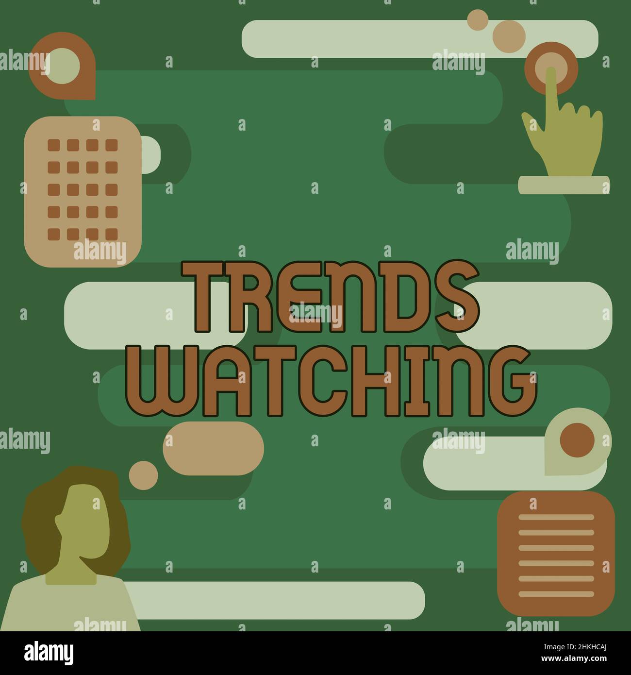 Text caption presenting Trends Watching. Concept meaning change or ...