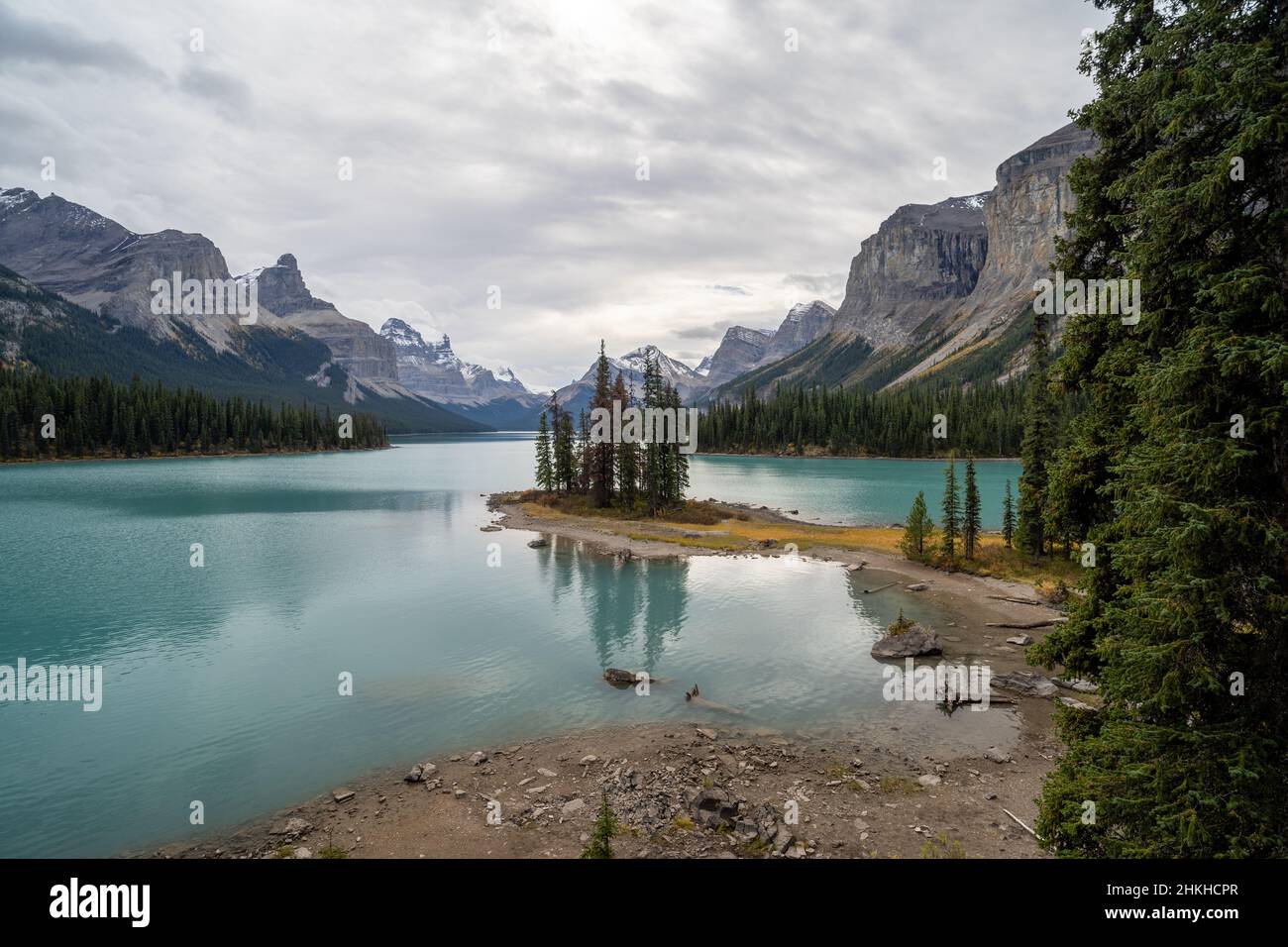 Spirit Island on Maligne Lake in Jasper, Alberta, Canada Stock Photo ...