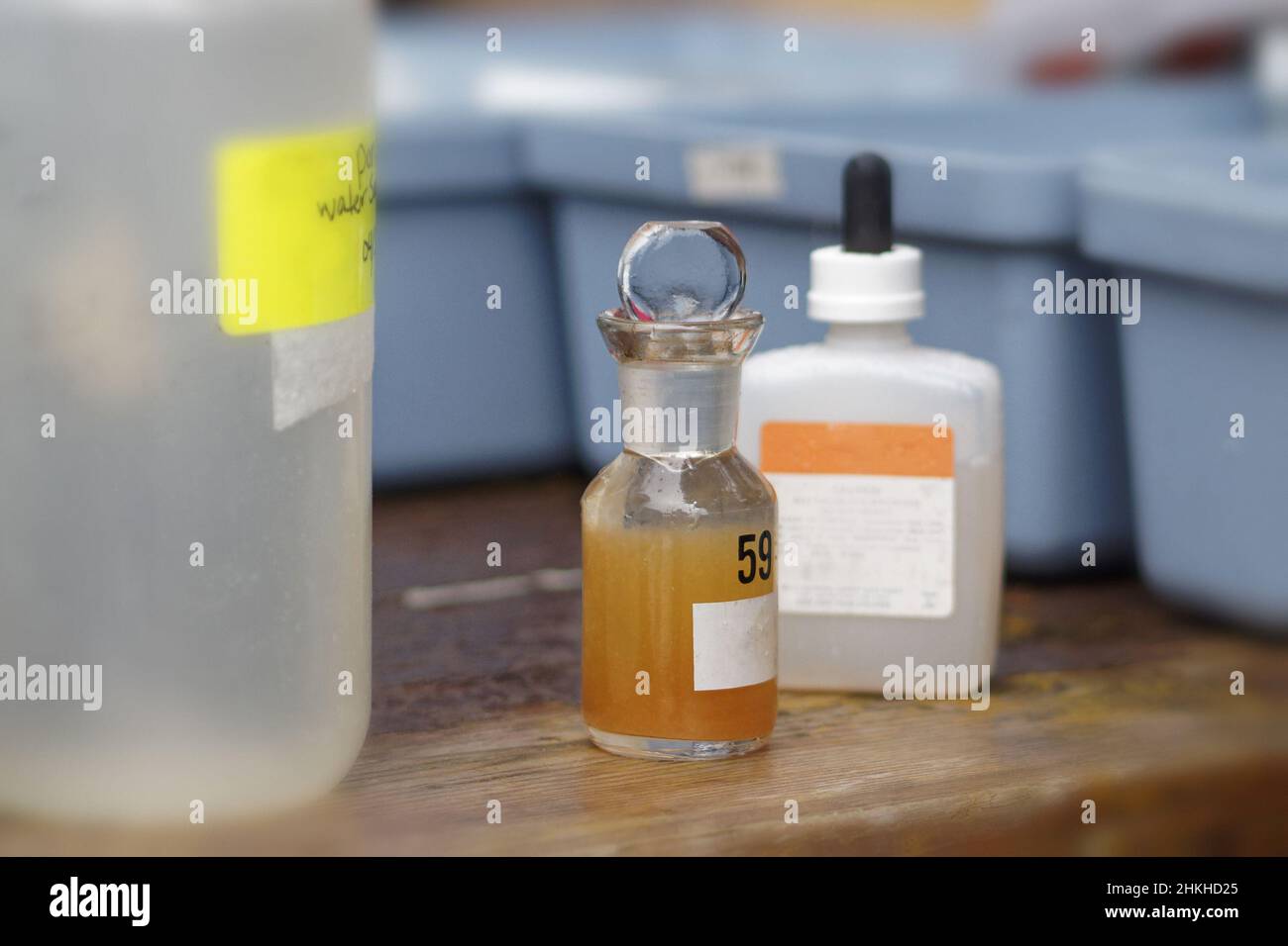 Determination of dissolved oxygen in a DO bottle showing color ...