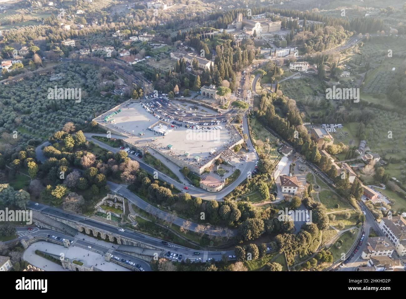 Aerial view of Piazzale Michelangelo, a famous viewpoint in Flor Stock ...