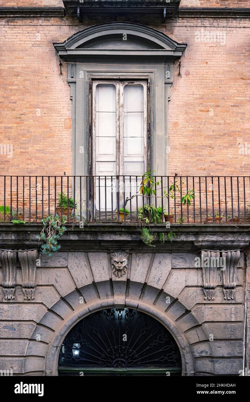 view of the facade of a historical buildings in Napoli, Italy Stock ...