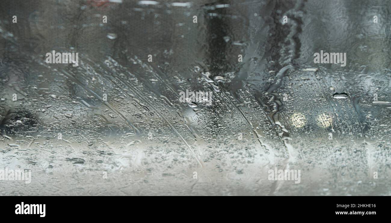View behind windshield in snowstorm Stock Photo - Alamy