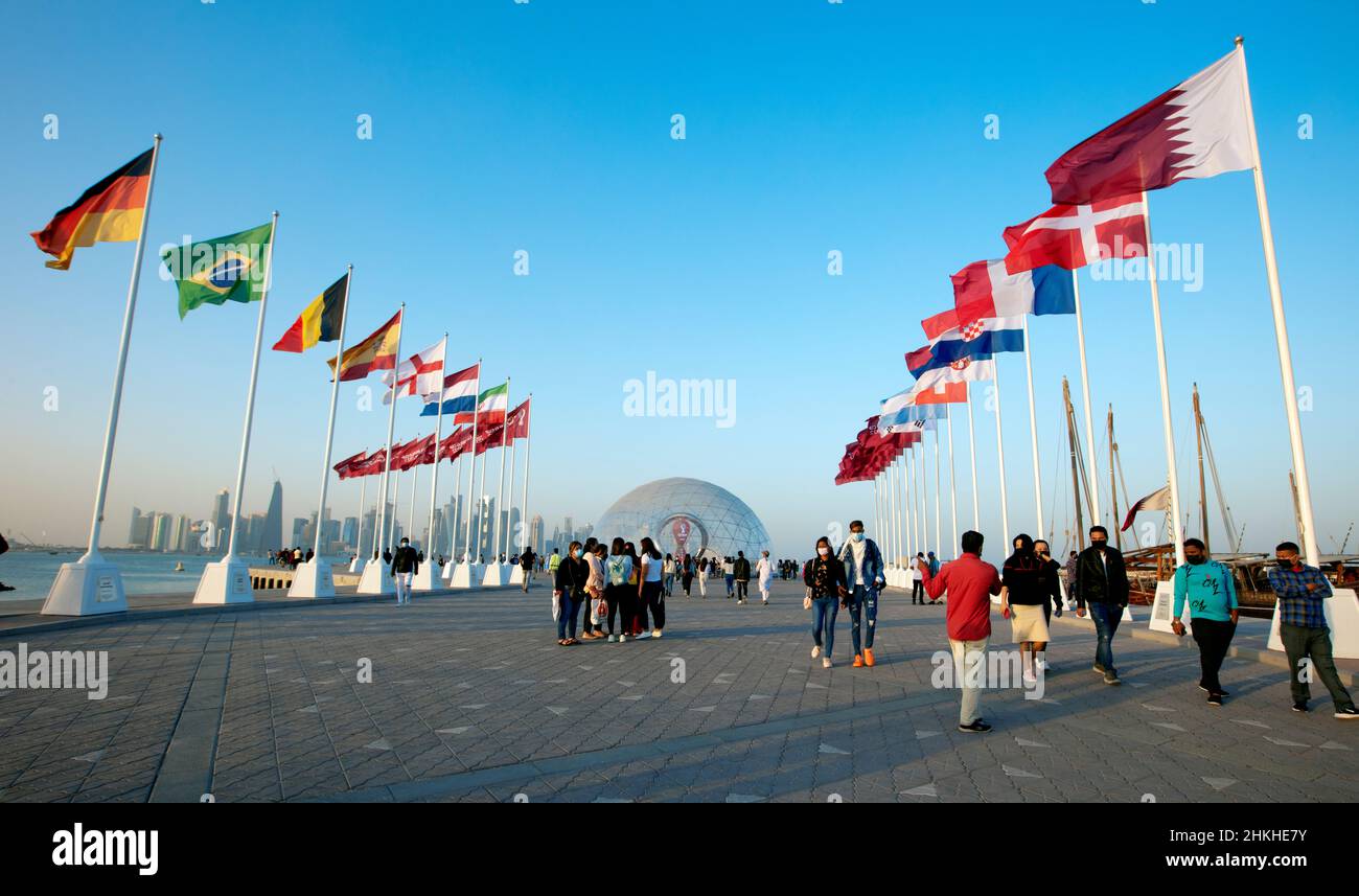 Qatar 2022 countdown spot in Doha corniche QATAR Stock Photo - Alamy
