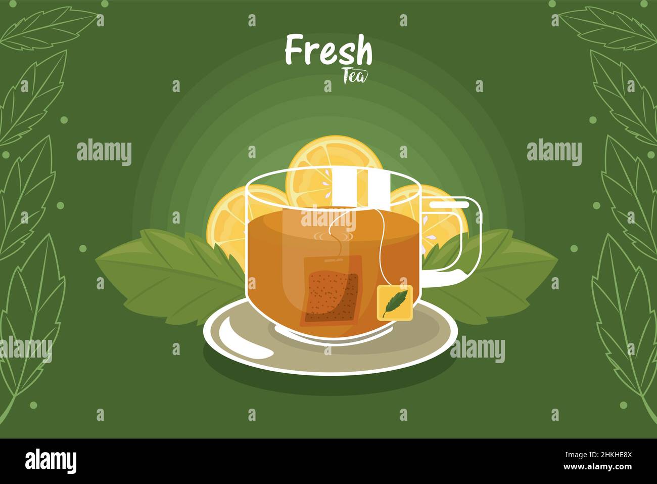 fresh tea lettering with glass Stock Vector Image & Art - Alamy
