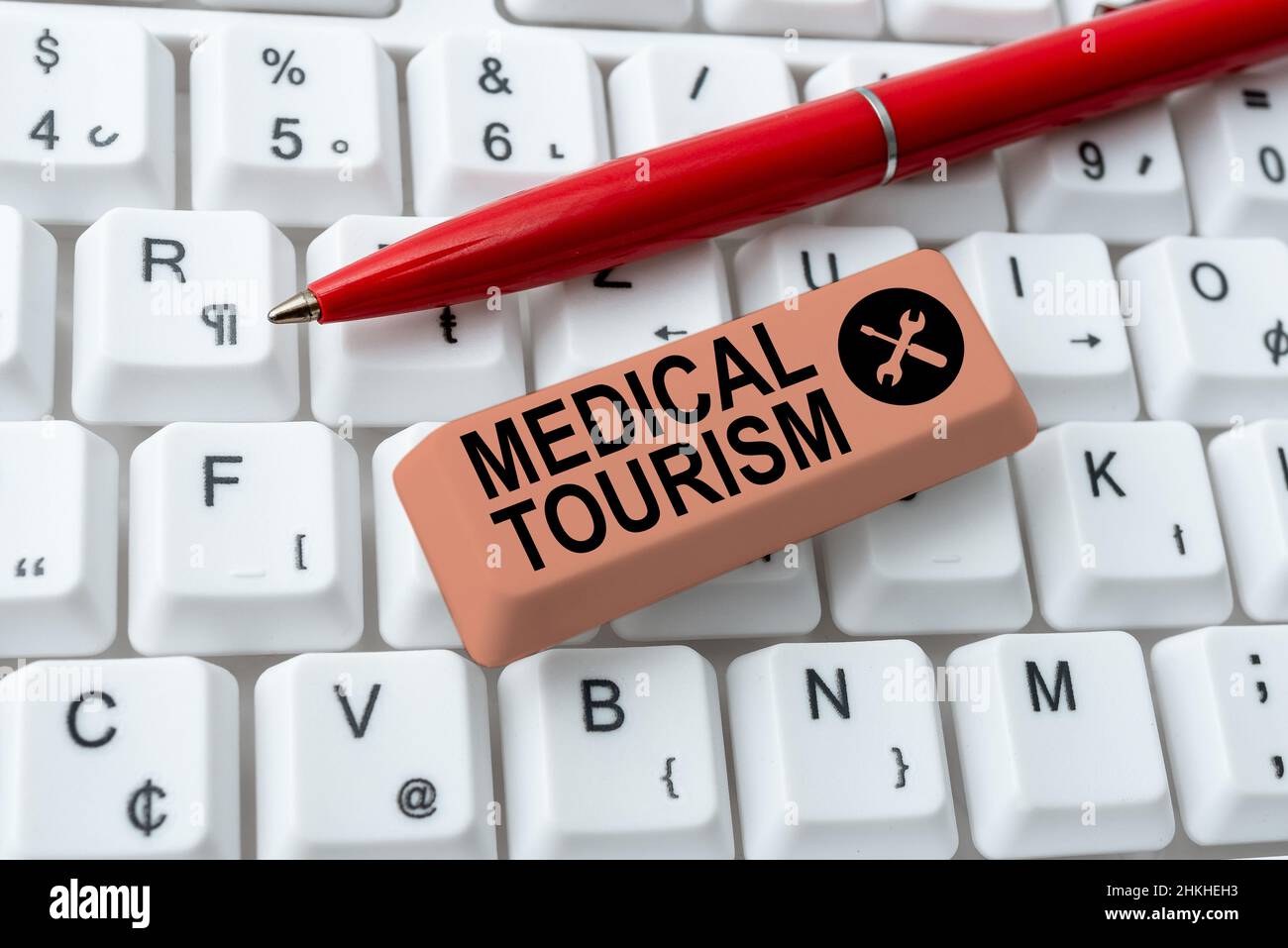 Hand writing sign Medical Tourism. Concept meaning traveling to another ...