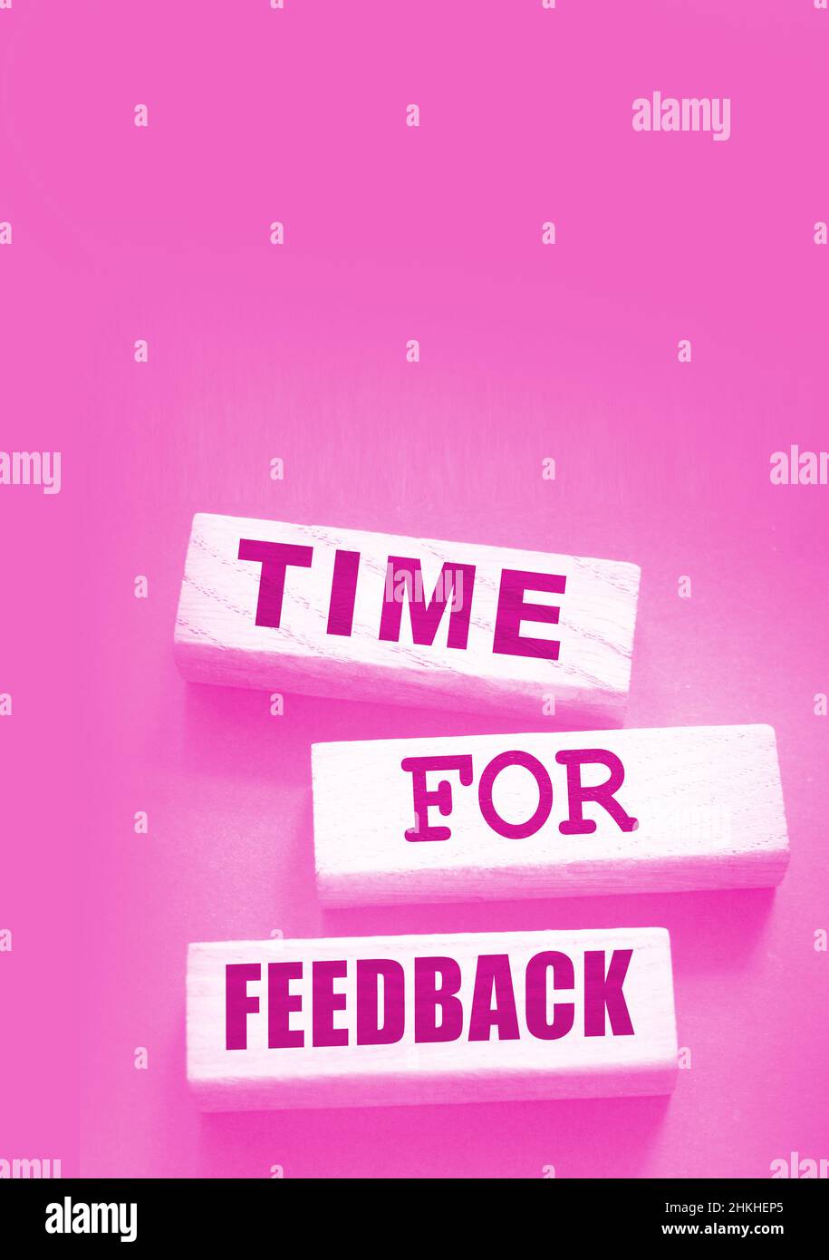 Time fir feedback text on wooden blocks. Product or service evaluation ...