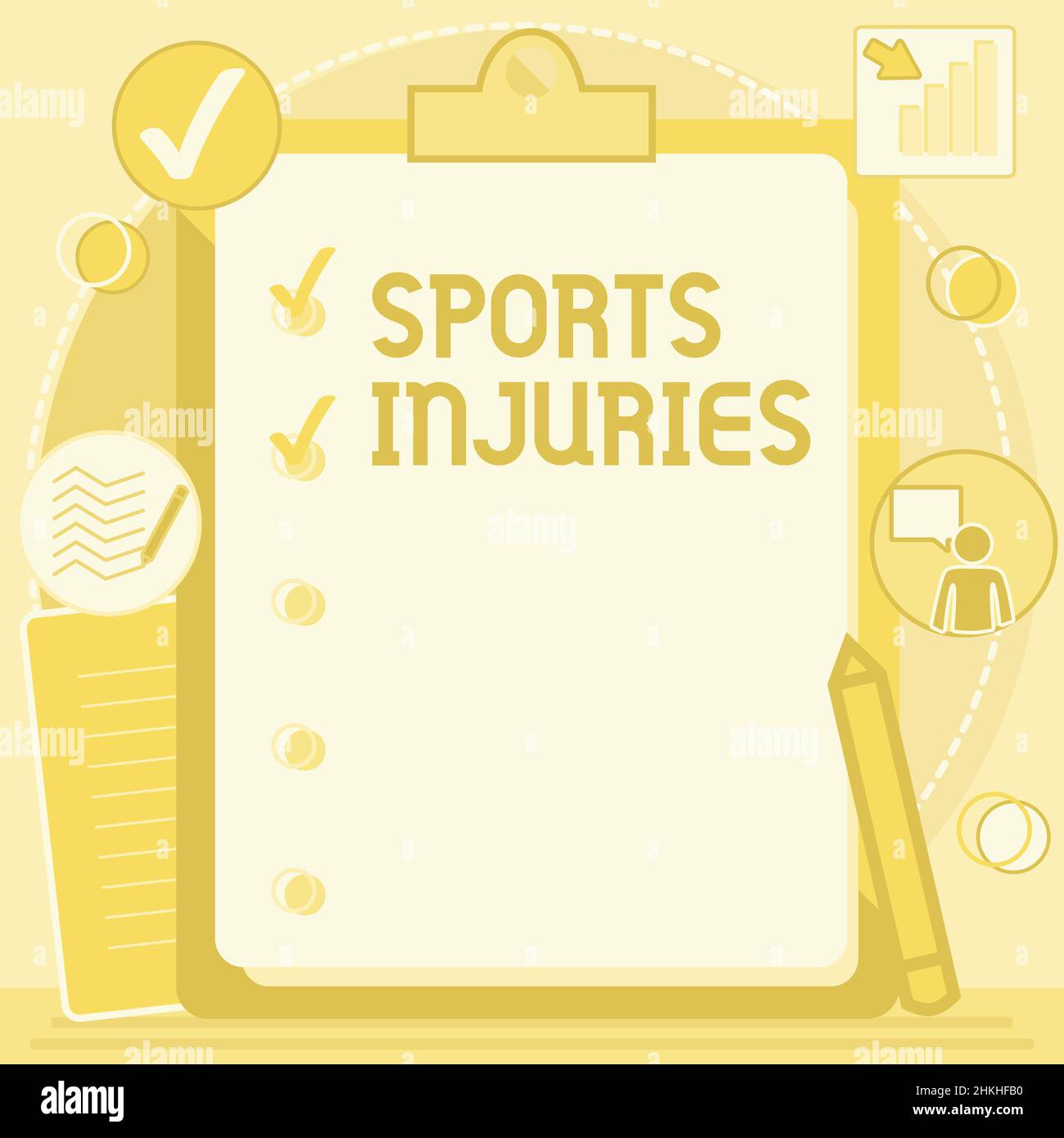 Text caption presenting Sports Injuries. Business idea kinds of injury ...