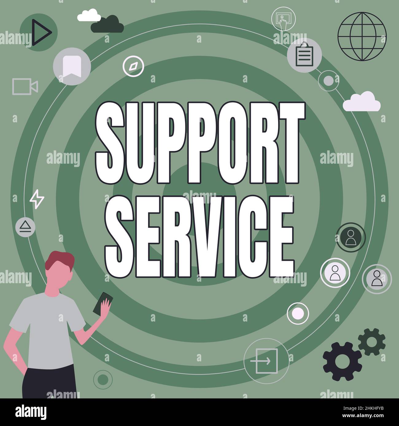 Writing Displaying Text Support Service Concept Meaning Activity For Execution Of A Product Or