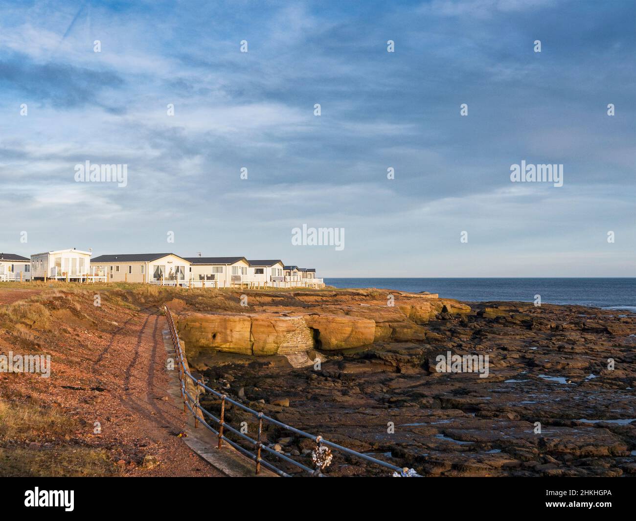 Church Point, Newbiggin by the Sea, sandstone, cliffs, coast, coastal ...