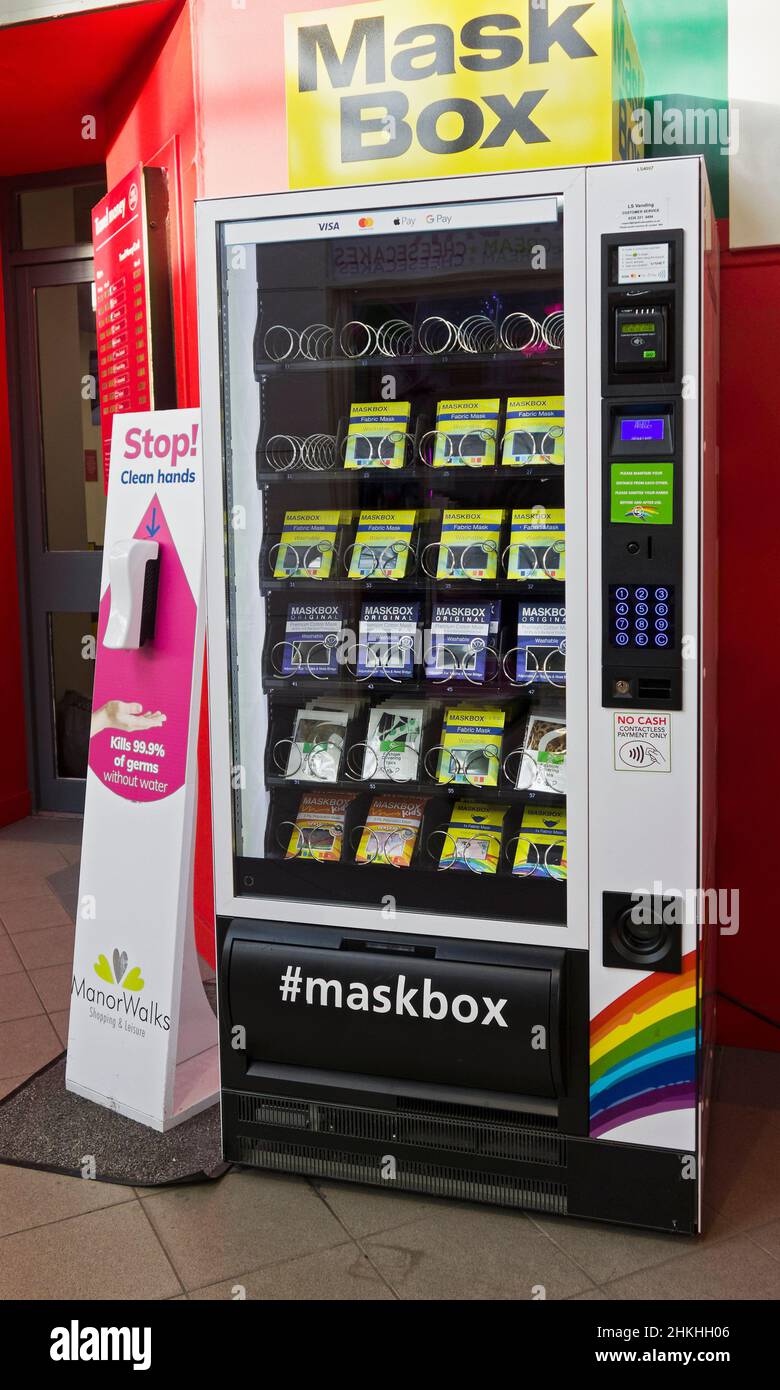 Face covering or mask vending machine in a UK shopping centre during ...