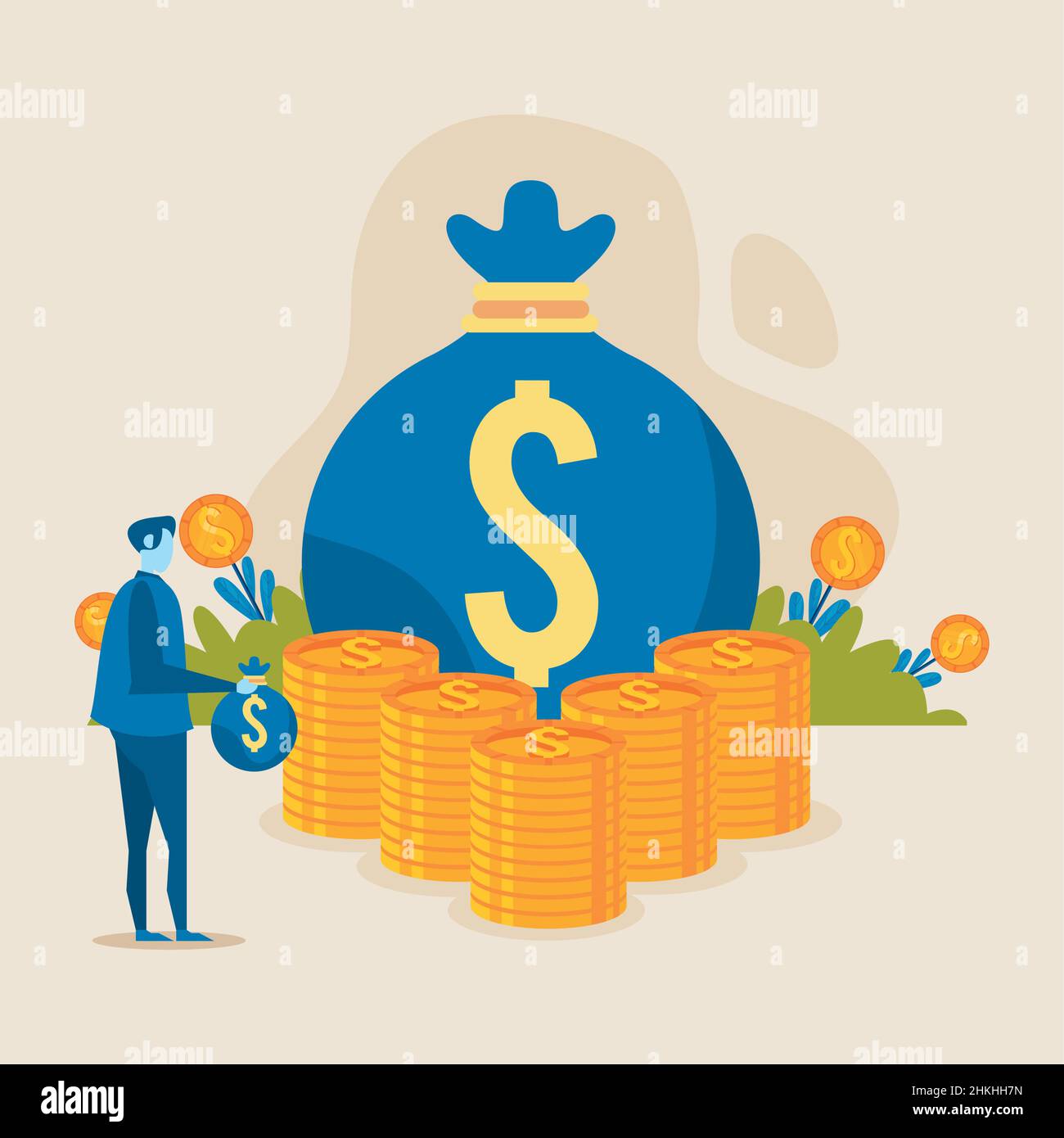 businessman and dollars sack Stock Vector Image & Art - Alamy