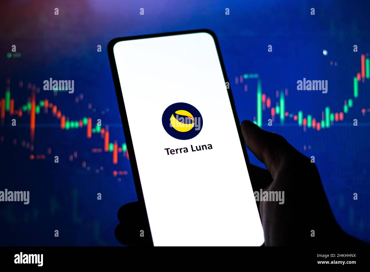 West Bangal, India - February 4, 2022 : Terra luna logo on phone screen ...