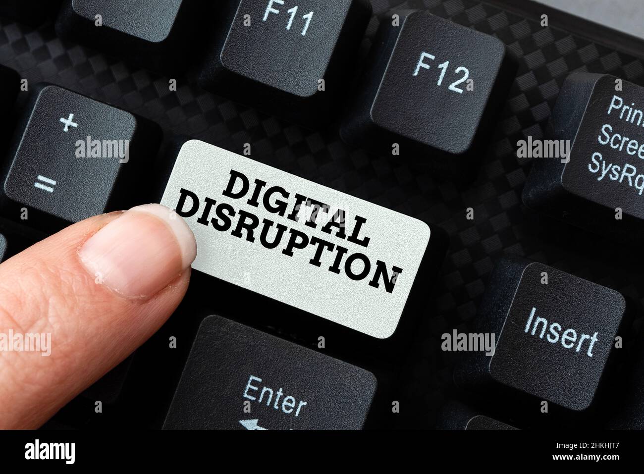 Hand writing sign Digital Disruption. Word for occur when technologies ...