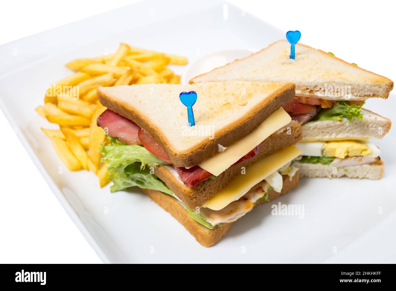Traditional sandwich with french fries. Isolated on a white background ...