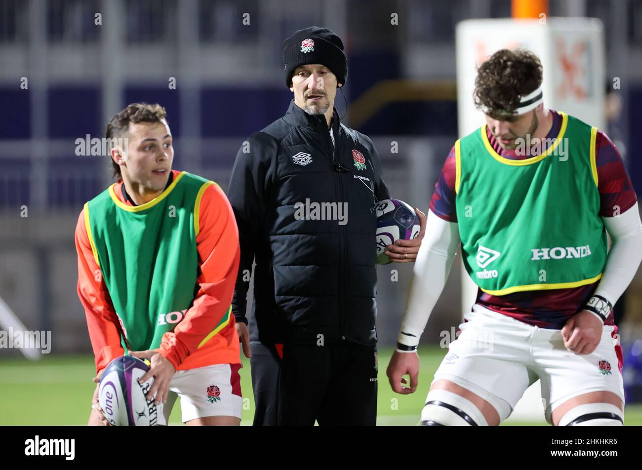 England head coach Alan Dickens during the pre-match warm-up before the ...