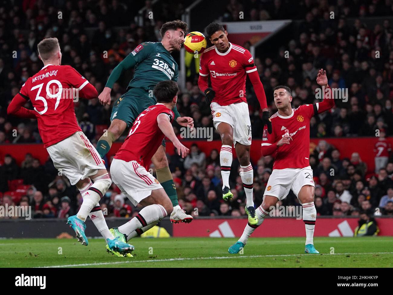 Middlesbrough's Matt Crooks (centre left) and Manchester United's ...