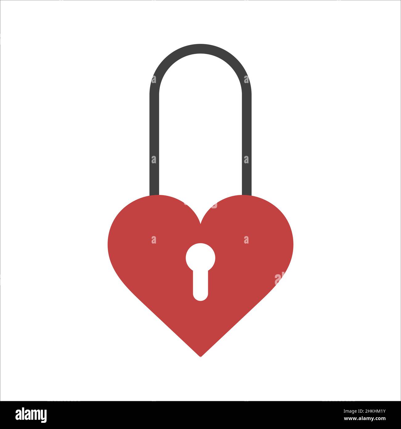 Heart shaped padlock icon on white background. Heart shaped castle ...