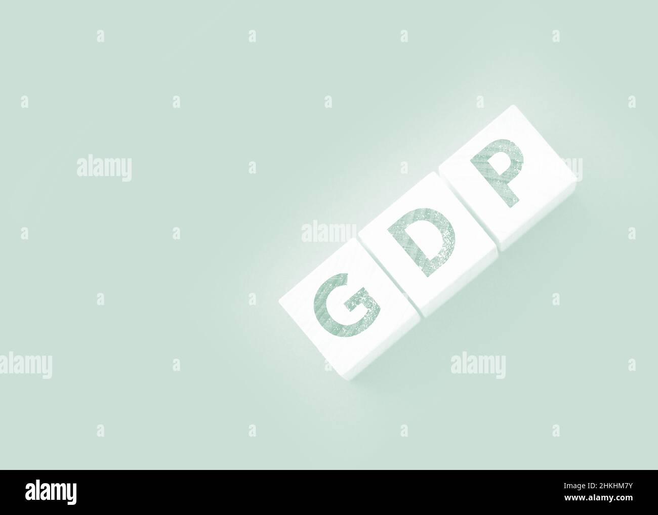GDP, Gross Domestic Product concept, cube wooden block with alphabet ...