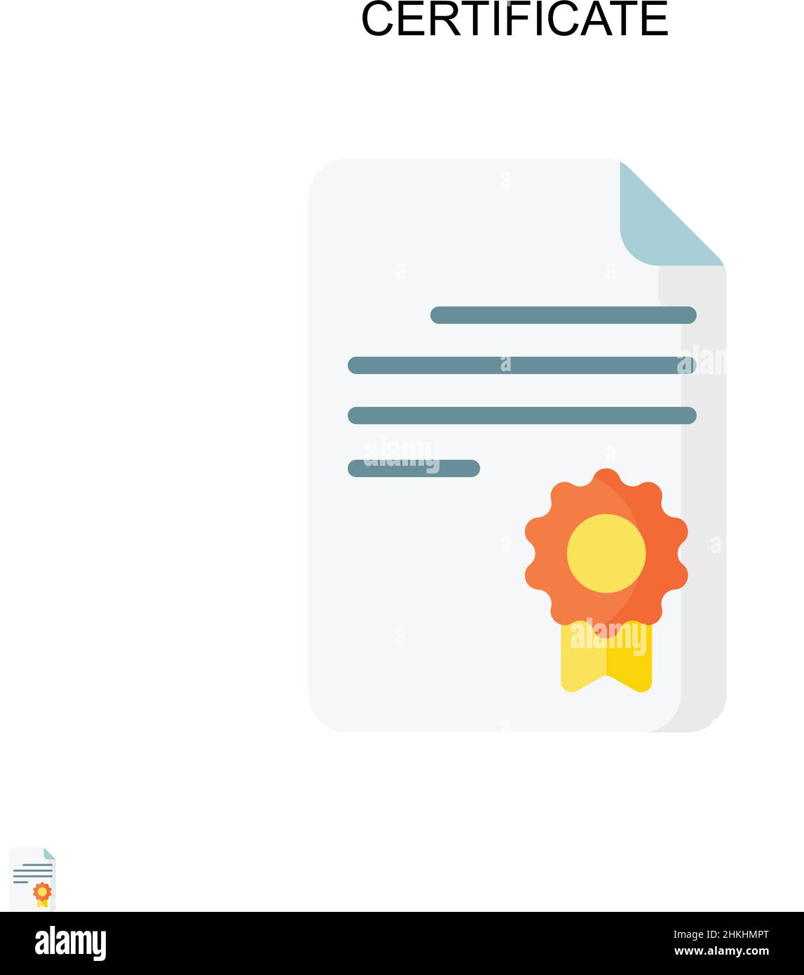 Certificate Simple vector icon. Illustration symbol design template for ...