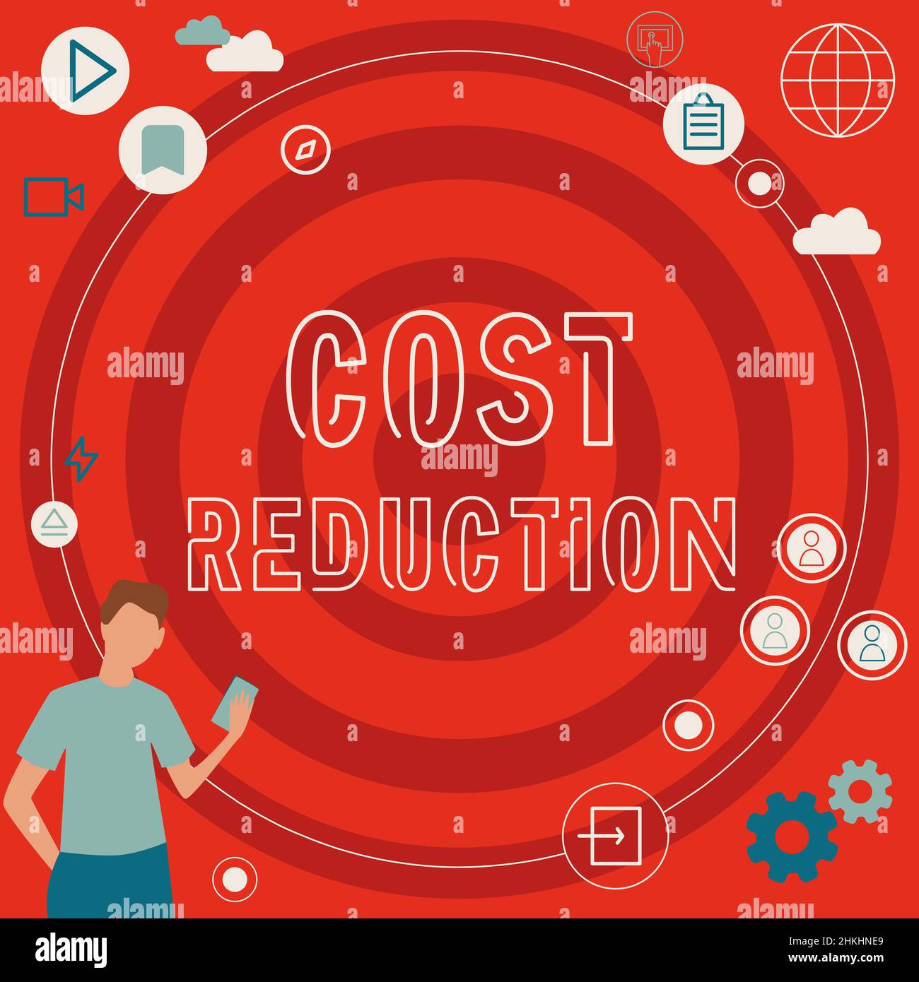 Hand writing sign Cost Reduction. Business overview process of finding ...
