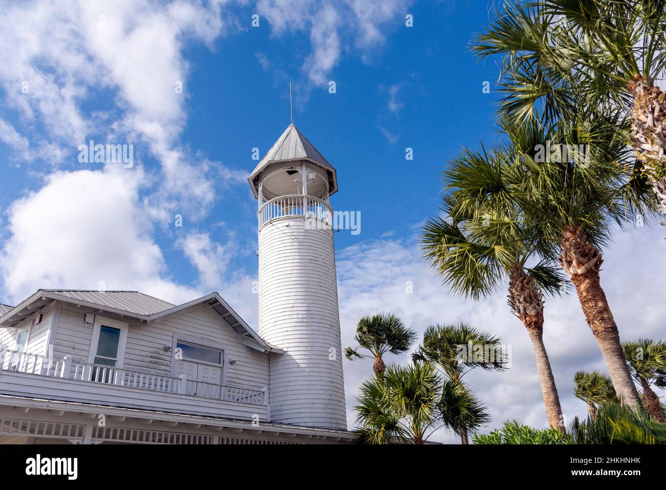 Detail of a historic southern home with lookout tower and tin roof ...