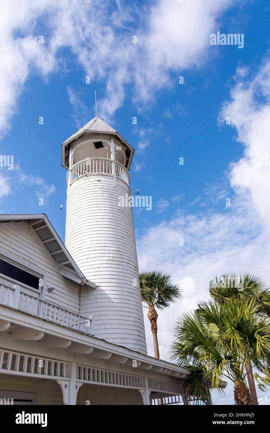 Detail of a historic southern home with lookout tower and tin roof ...