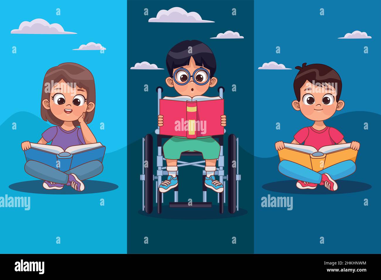 Disabled kids reading Stock Vector Image & Art - Alamy