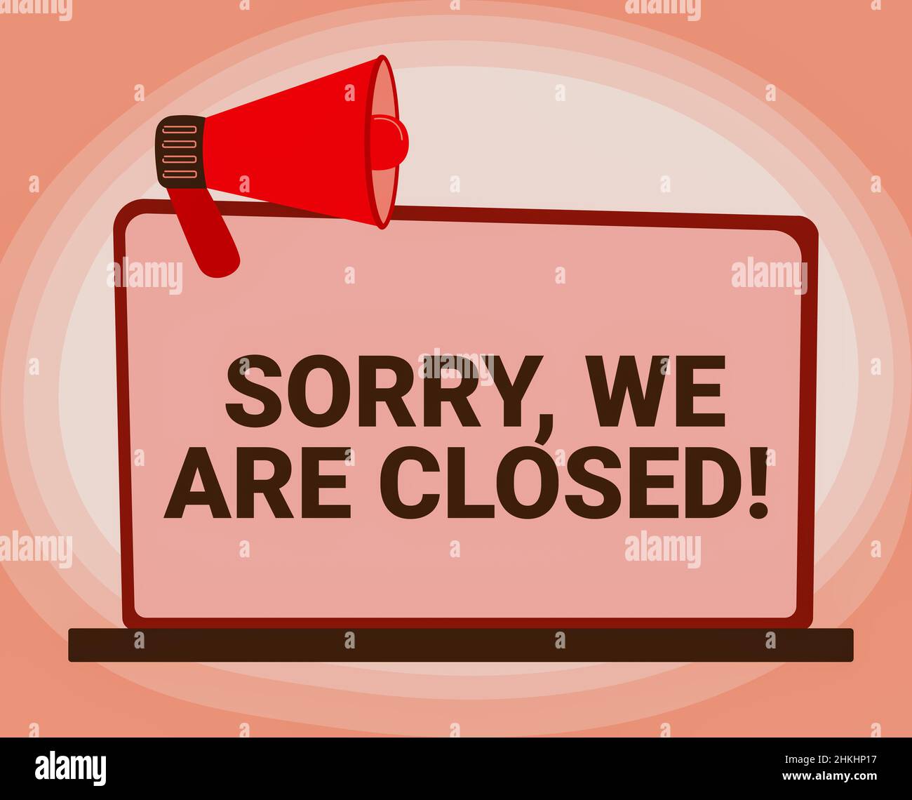 Hand writing sign Sorry, We Are Closed. Business concept apologize for ...