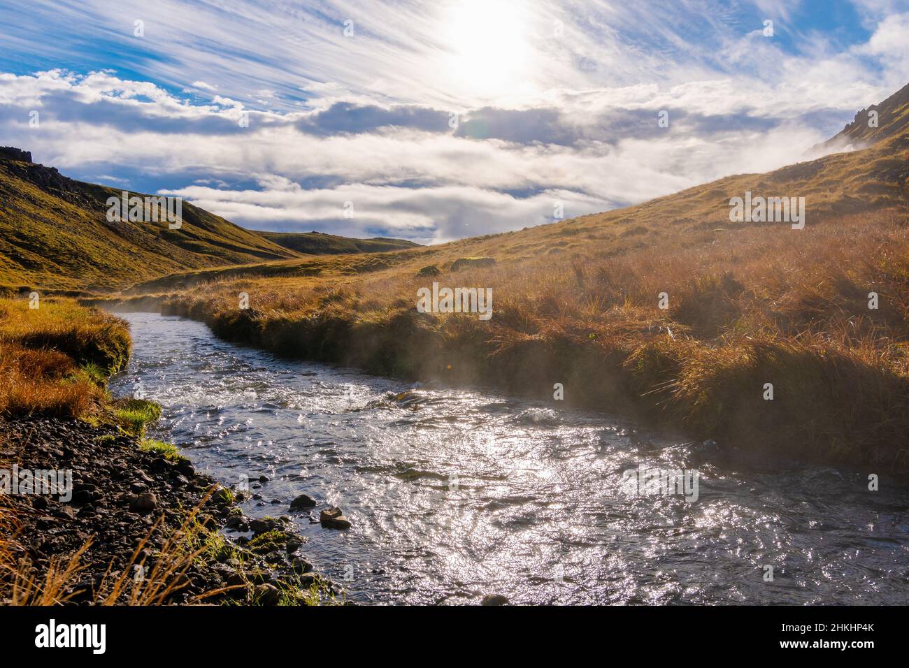 Hike to Reykjadalur Hot Spring Thermal River in Iceland Stock Photo - Alamy