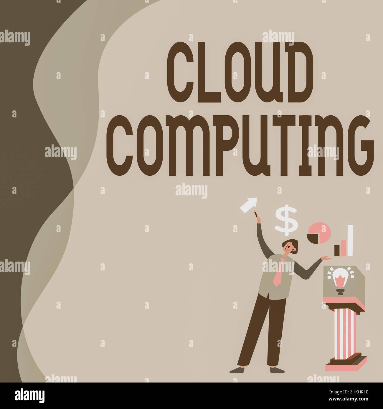 Hand writing sign Cloud Computing. Business approach use a network of remote servers hosted on ...