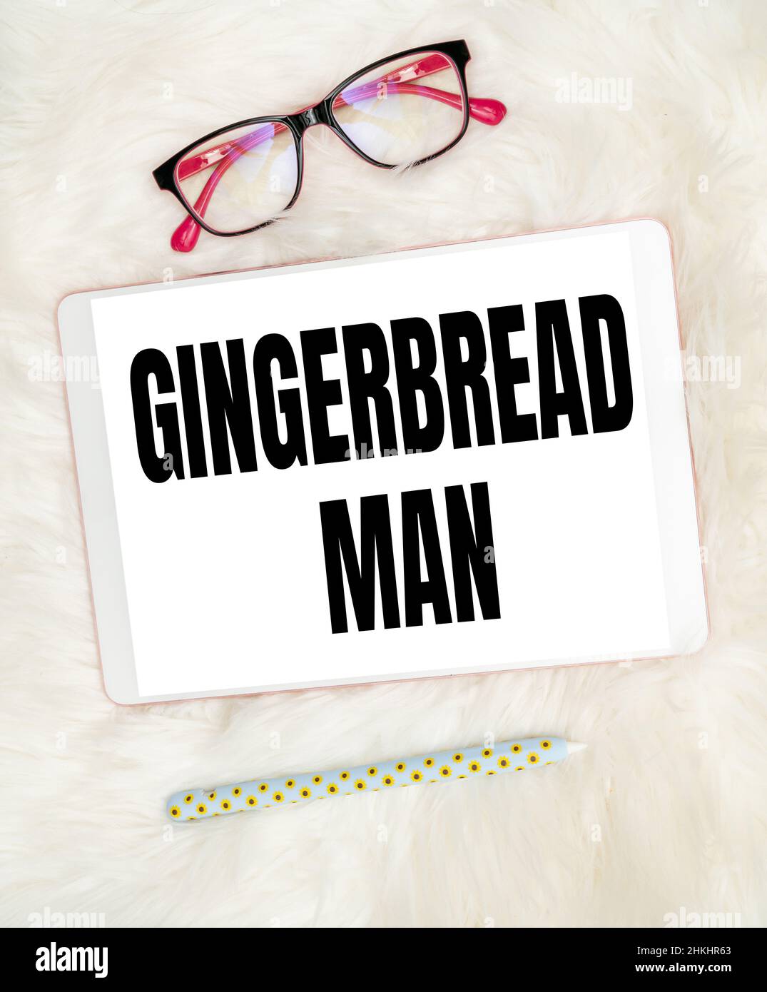 Handwriting text Gingerbread Man. Word Written on cookie made of ...