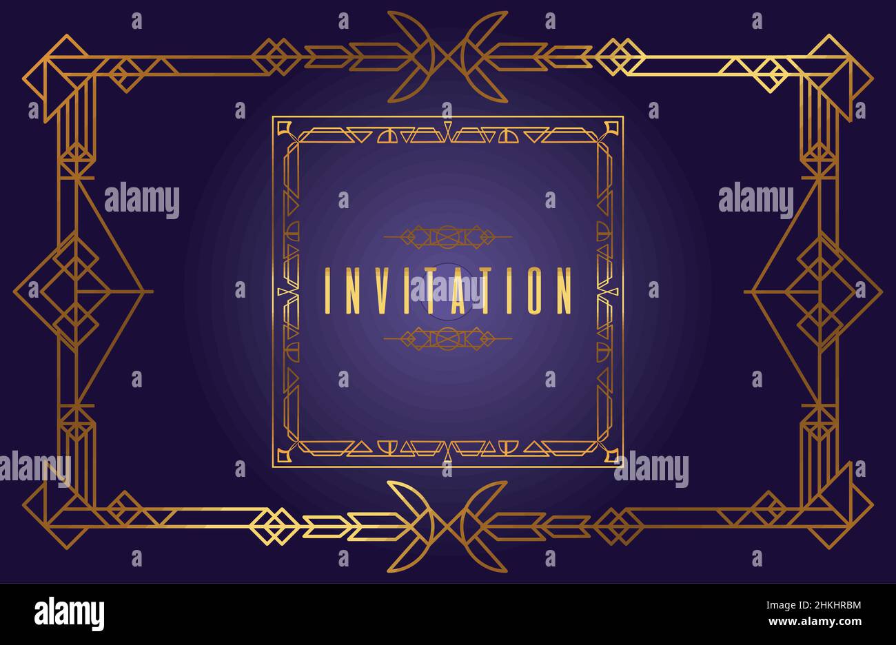 invitation lettering golden frame Stock Vector Image & Art - Alamy