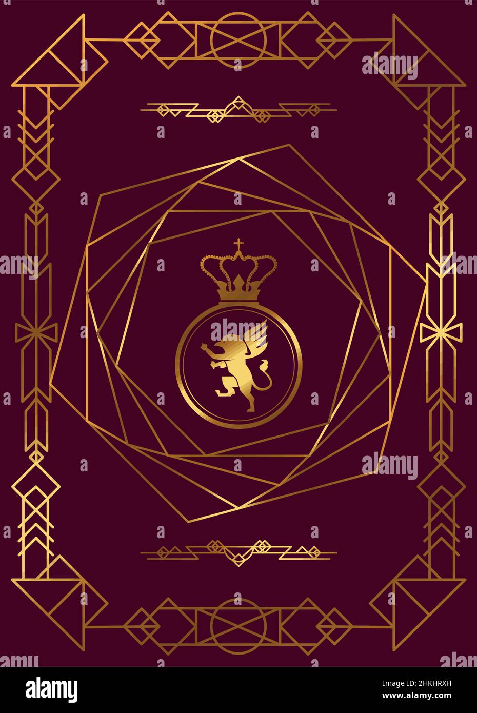 golden frame with lion Stock Vector Image & Art - Alamy