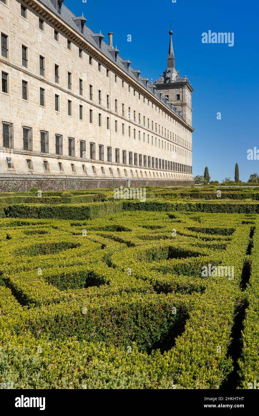 Royal Monastery of San Lorenzo de El Escorial and its gardens Stock ...