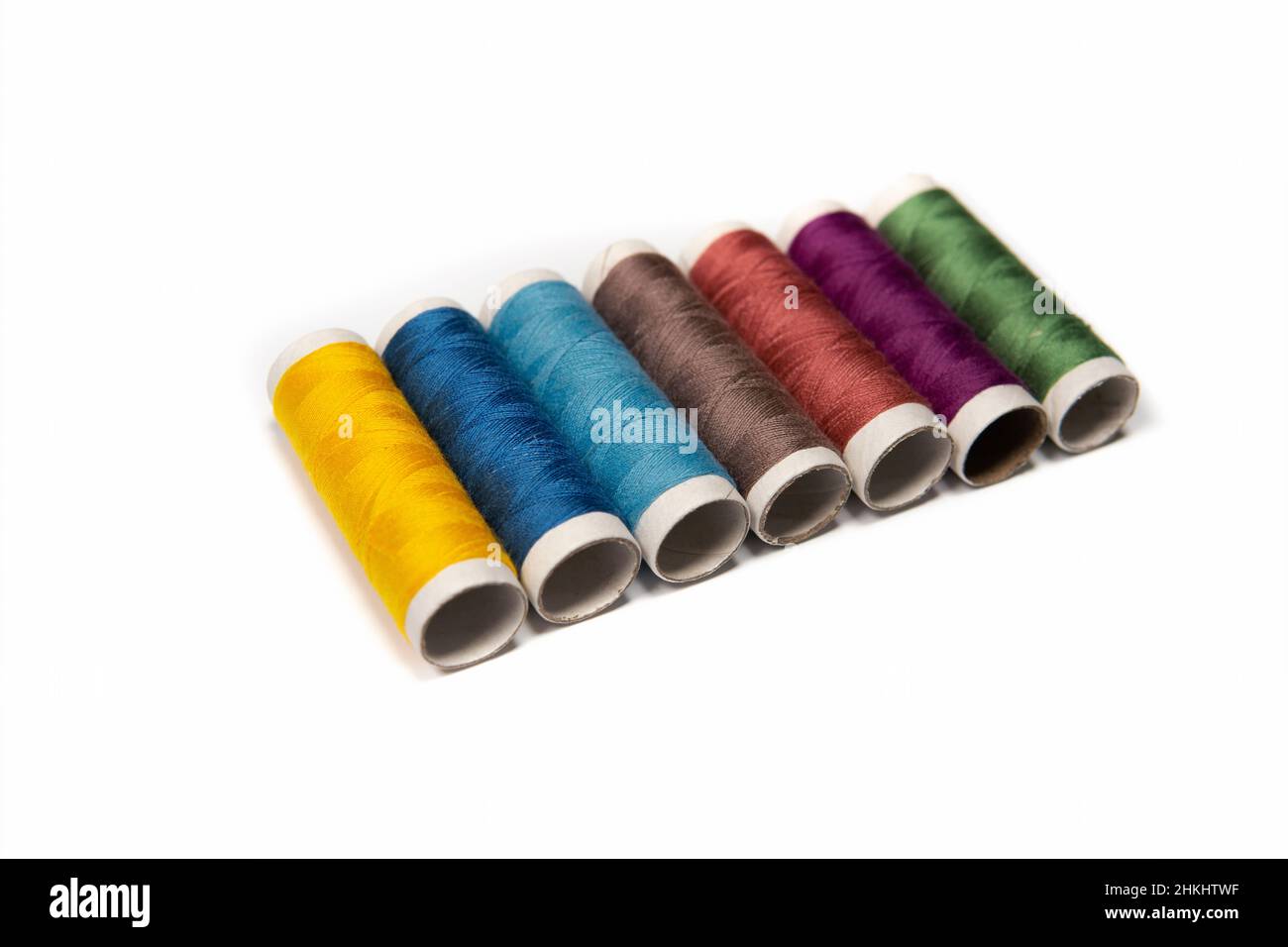 colorful sewing threads on white background for designers Stock Photo ...