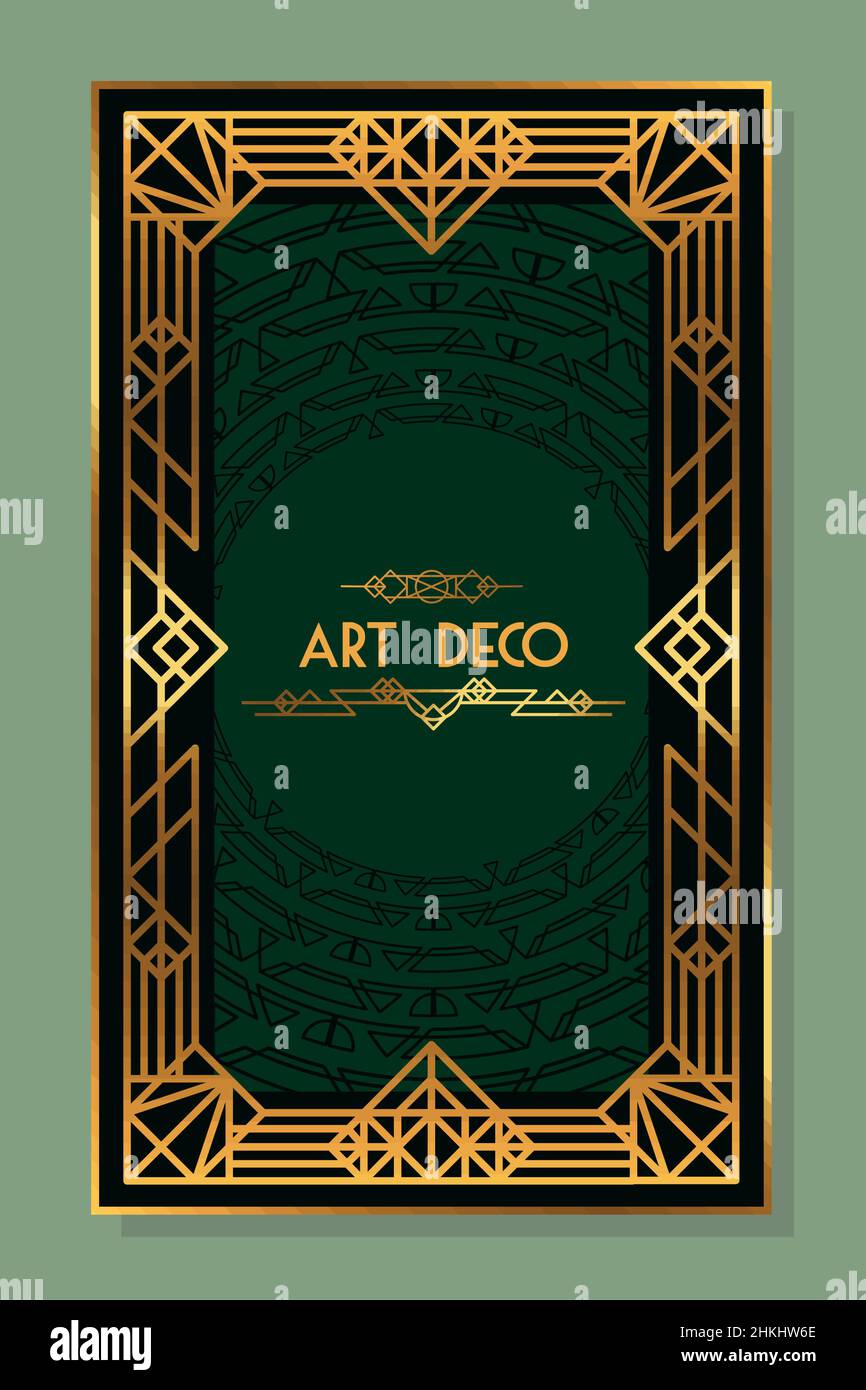 art deco lettering green frame Stock Vector Image & Art - Alamy