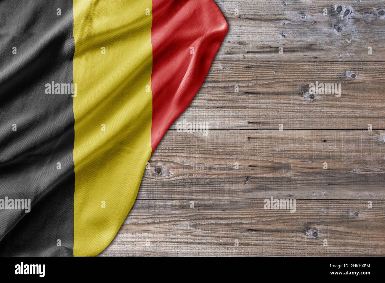Wooden pattern old nature table board with Belgium flag Stock Photo - Alamy
