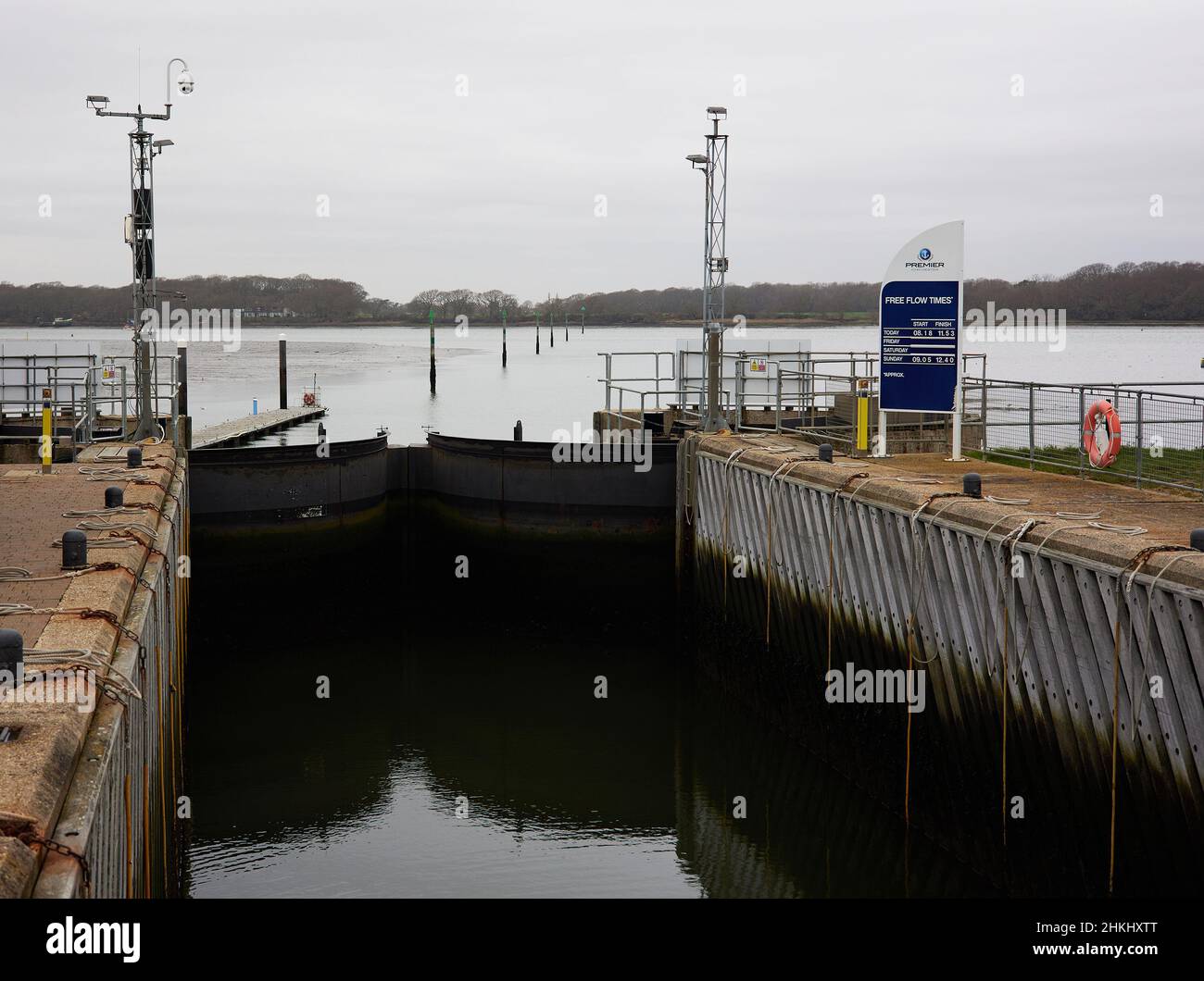 Chichester Harbour lock on a calm day in winter 2022 Stock Photo - Alamy