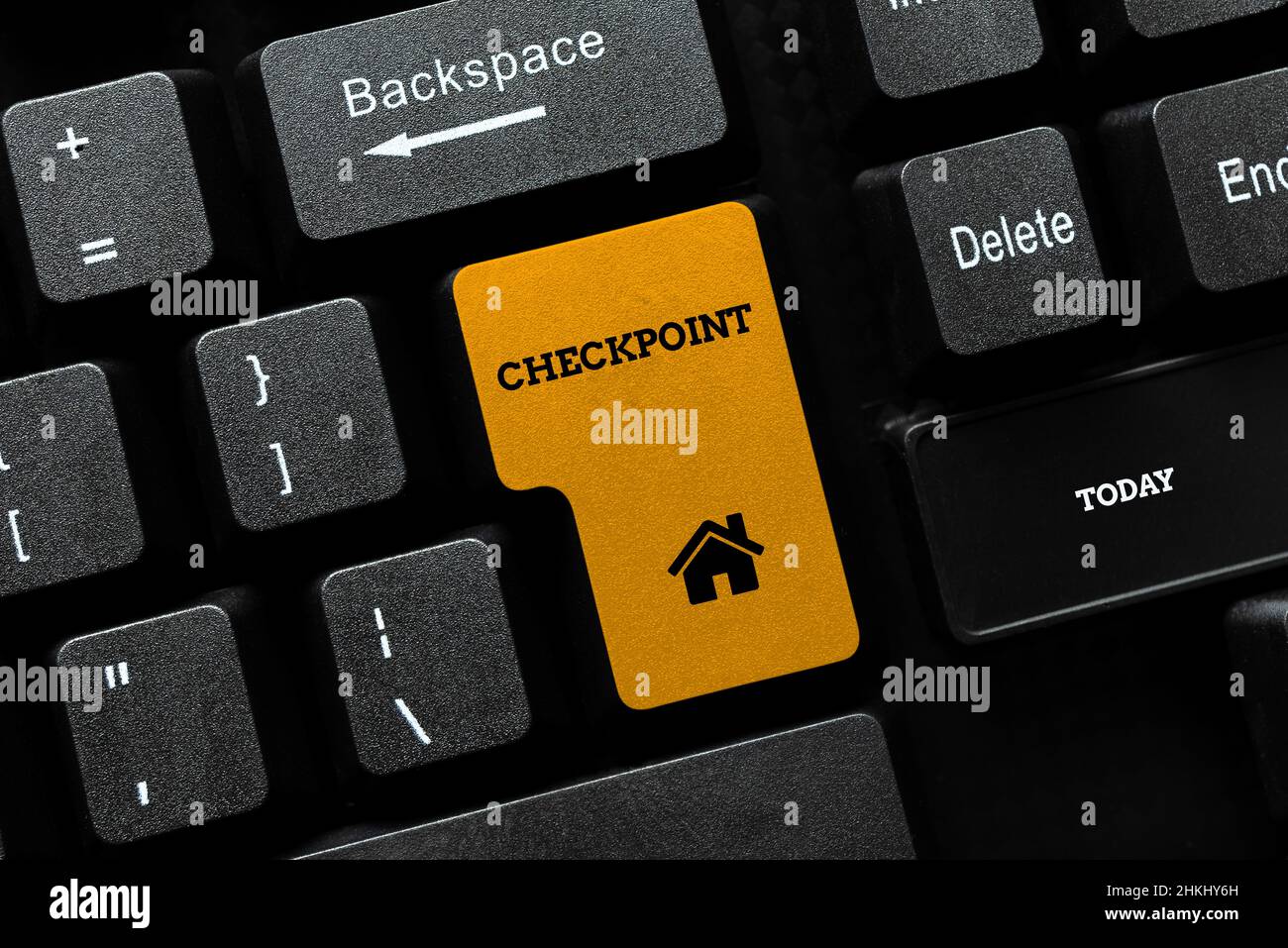 Sign displaying Checkpoint. Business overview manned entrance, where ...