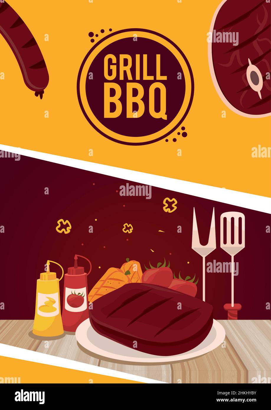 grill bbq lettering and food Stock Vector Image & Art - Alamy