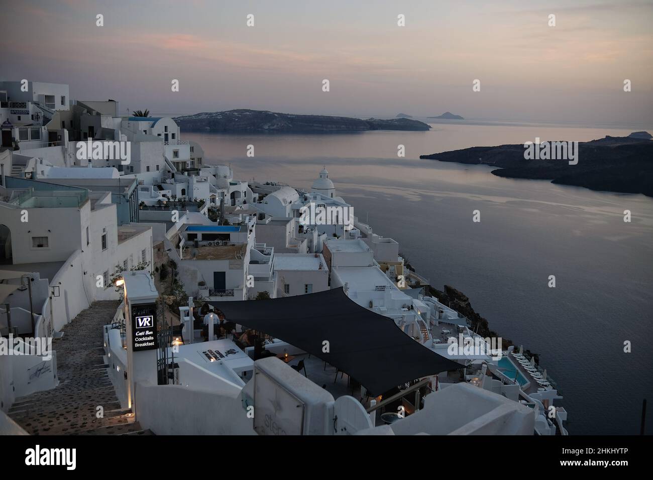 Santorini, Greece - May 5, 2021 : Amazing sunset at the picturesque ...