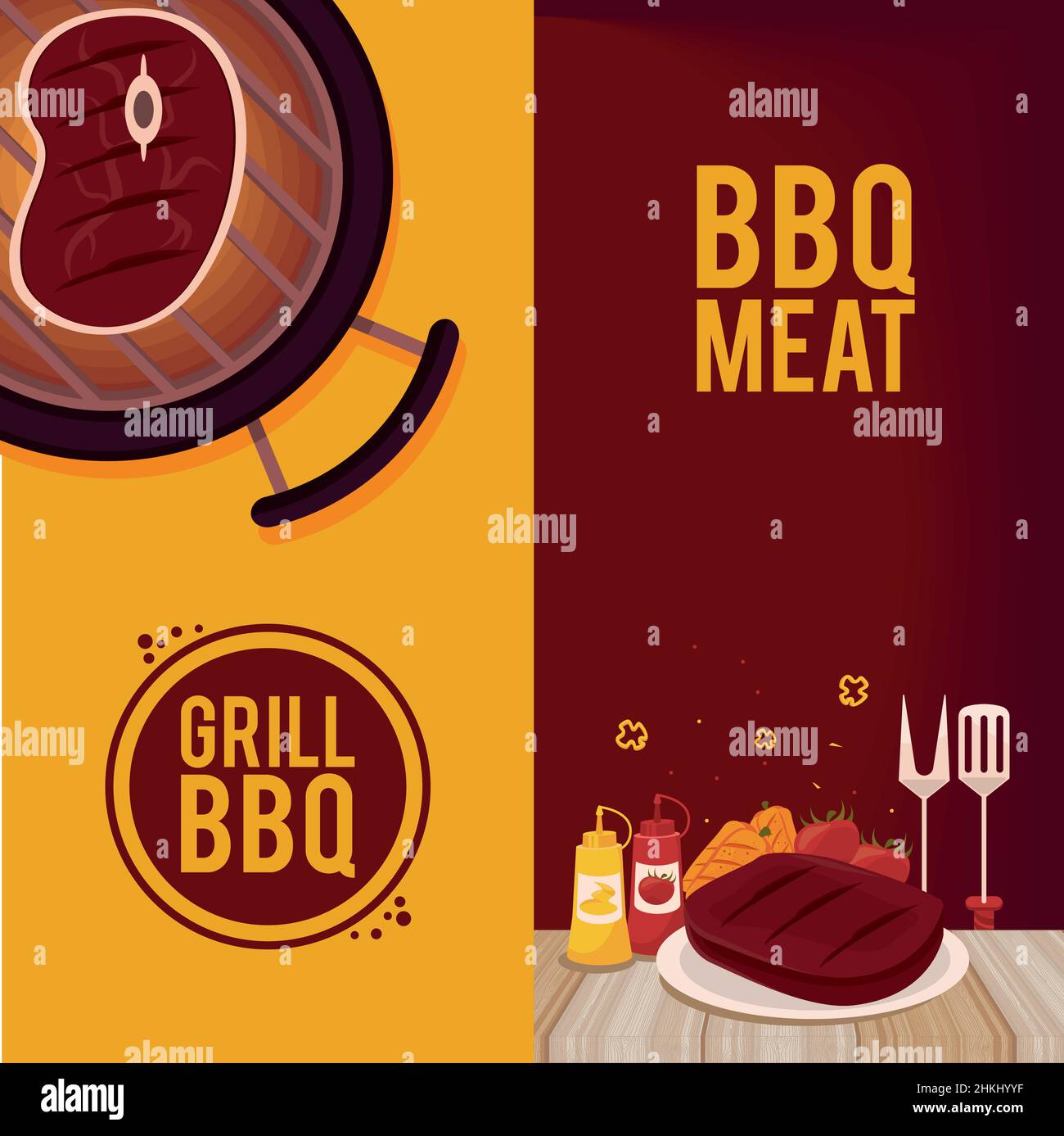 bbq meat lettering with food Stock Vector Image & Art - Alamy