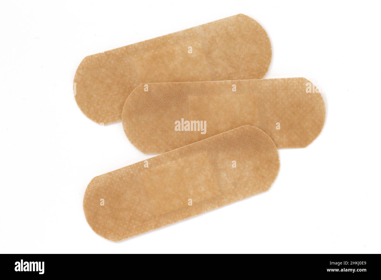 three adhesive plasters strip, medical sticking plasters isolated on ...