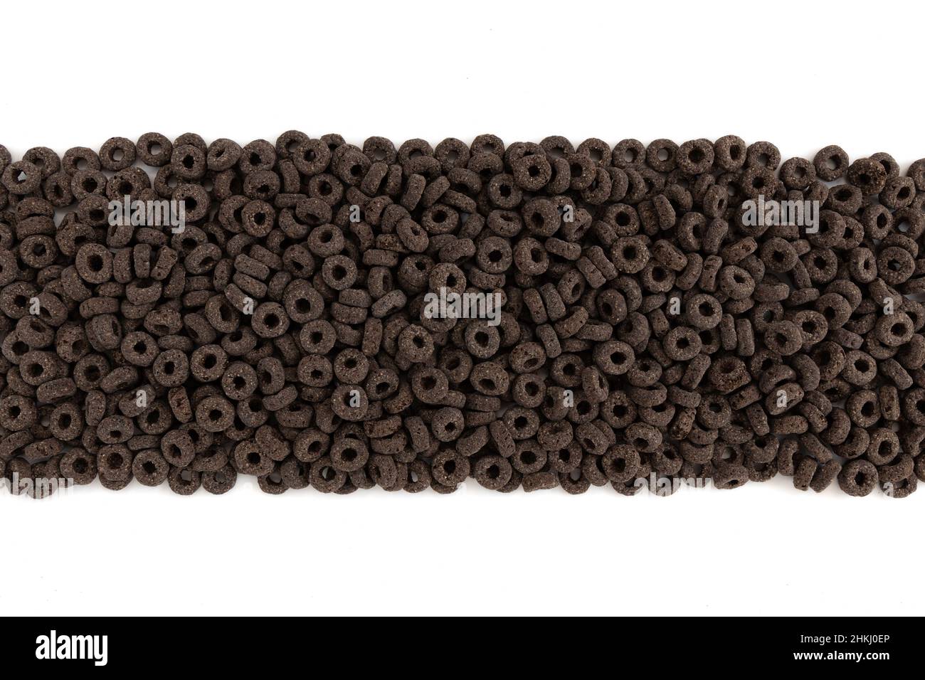 black cereal rings in form of frame with space for text, delicious ...